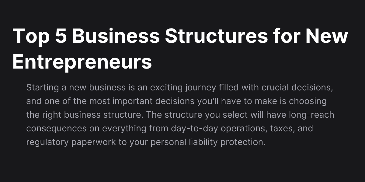 Top 5 Business Structures for New Entrepreneurs | Estate Lawyers Directory